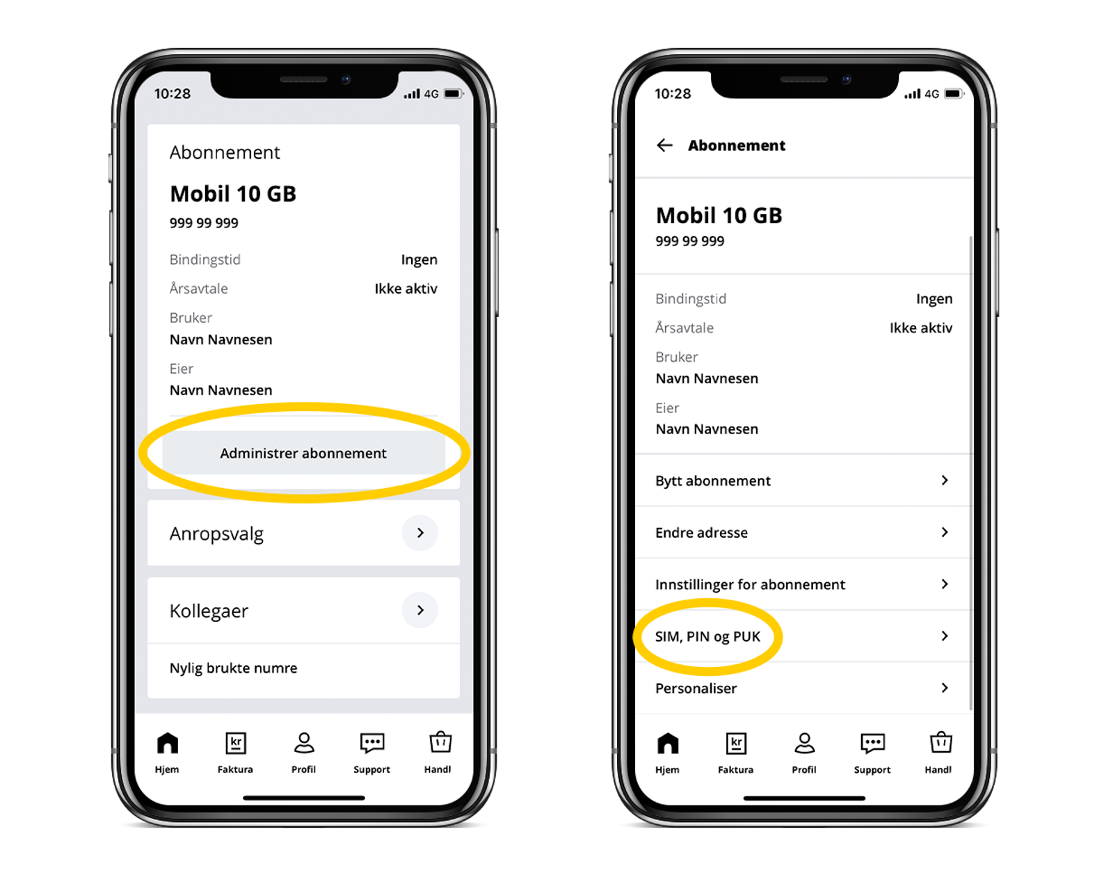 PIN- og PUK-kode - ice