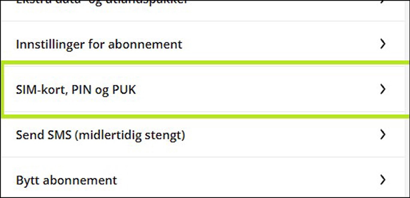 PIN- og PUK-kode - ice