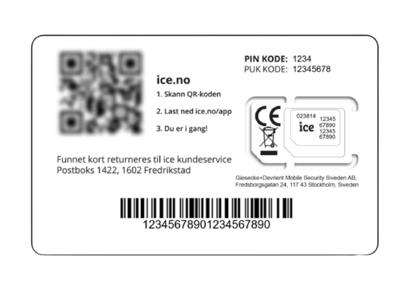 PIN- og PUK-kode - ice